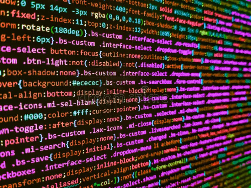 Abstract Modern Virtual Computer Script. Computing, Cyberspace , Future and Innovation Concept ...