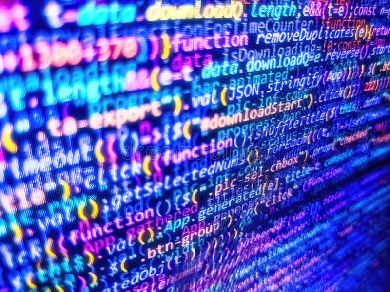 Abstract Modern Virtual Computer Script Lots Of Digits On The Computer Screen Programmer