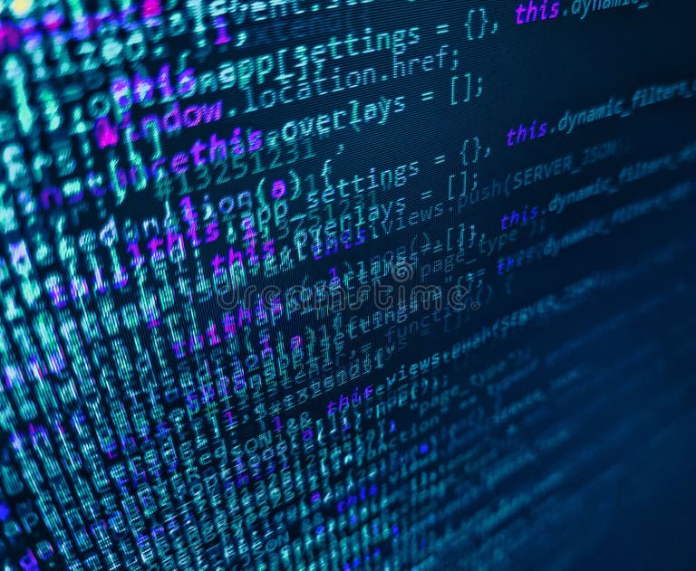 Abstract Modern Virtual Computer Script. Programmer Developer Screen. Tensorflow AI Concept ...
