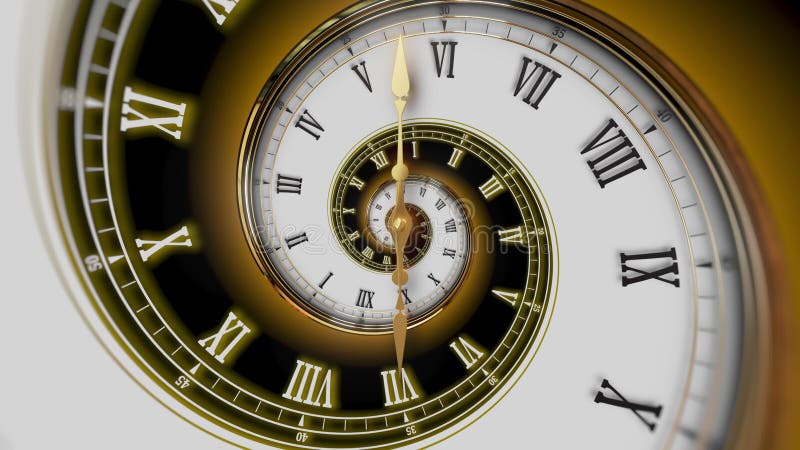 Abstract Modern White Spiral Clock Dial. Infinite Time Concept. Stock ...