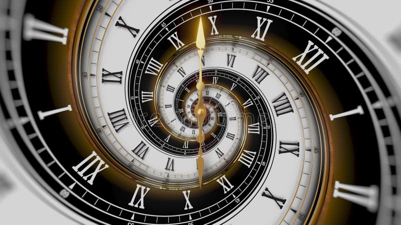 Abstract Modern White Spiral Clock Dial. Infinite Time Concept. Stock ...