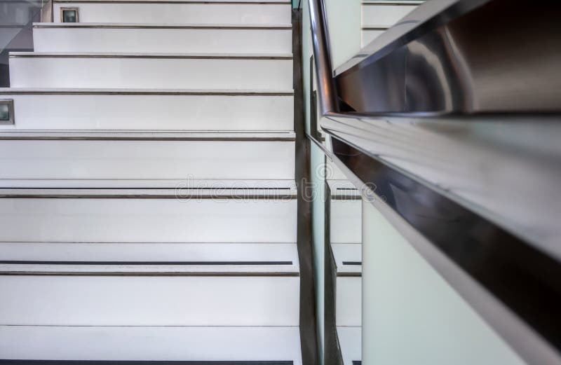 Abstract Modern White Stairs with Non-slip Line Pattern Stock Image ...