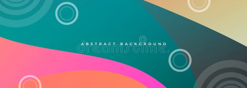 Abstract Modern Wide Banner with Circles and Colored Wavy Shapes ...