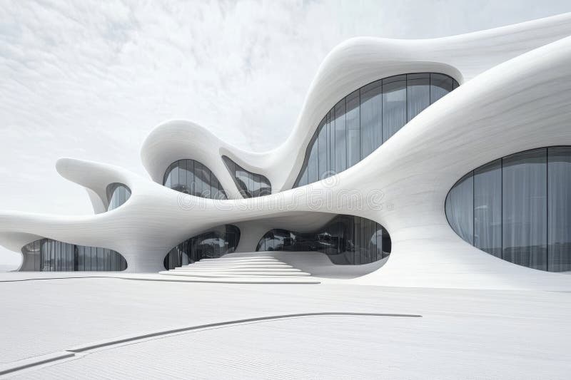 Abstract Modernist Structures Featuring Curving Organic Lines and ...