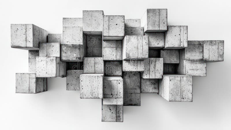 Abstract Modular Cube Arrangement in Grayscale, Showcasing Geometric ...