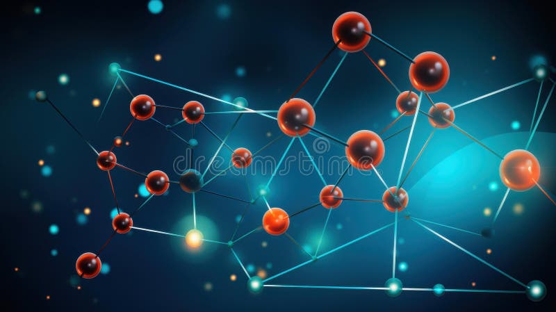 Abstract Molecular Model with Colorful Spheres and Connecting Rods on a ...