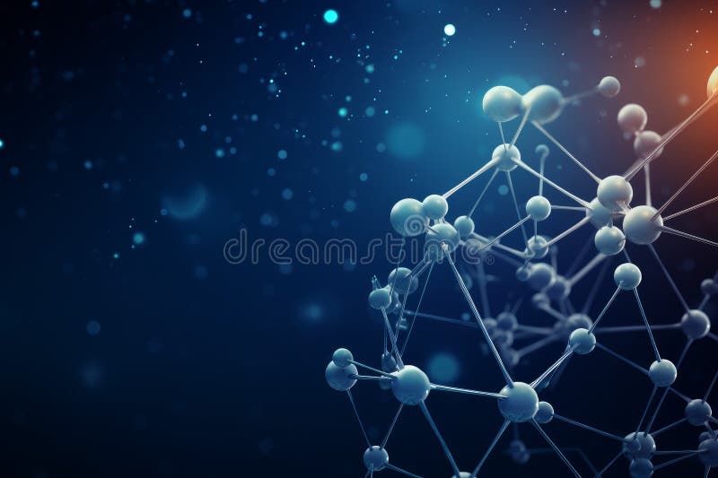 Abstract Molecular Network on Blue Background Stock Illustration ...