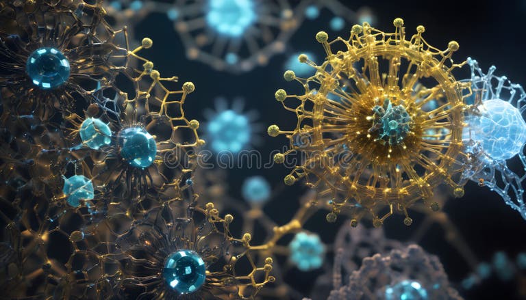 Abstract Molecular Network of Glowing Nanostructures Stock Photo ...