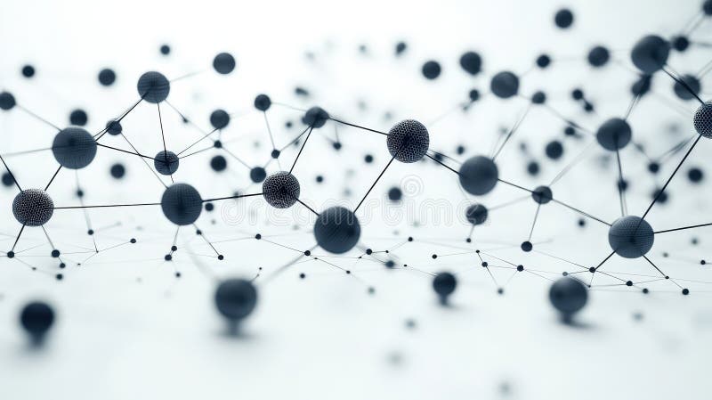 Abstract Molecular Network Structure with Connected Nodes and Lines in ...