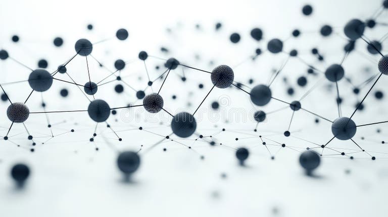 Abstract Molecular Network Structure with Connected Nodes and Lines in ...