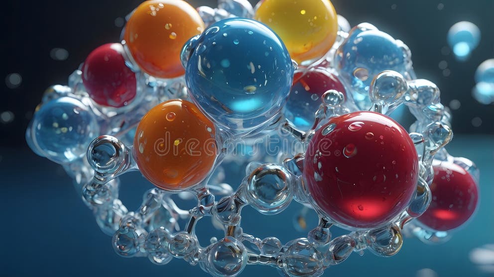 Abstract Molecular Structure and Atomic Network Stock Illustration ...