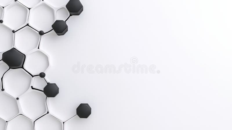 Abstract Molecular Structure Background in Black and White with ...