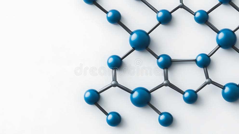 Abstract Molecular Structure Blue Atoms Connected by Grey Bonds on ...