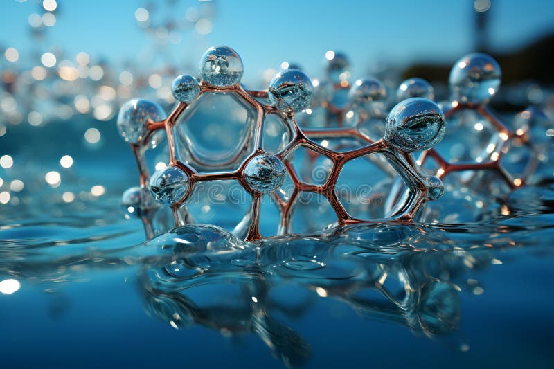 Abstract Molecular Structure on Blue Background. Science, Cosmetic ... Abstract Molecular Structure on Blue Background. Science, Cosmetic ...