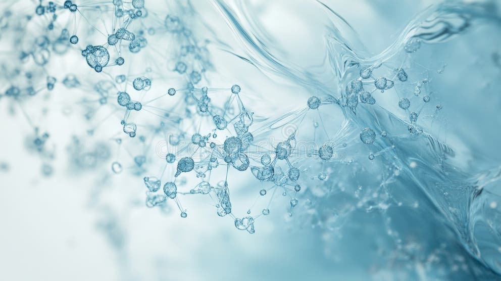 Abstract Molecular Structure in Blue Fluid Environment Stock Photo ...