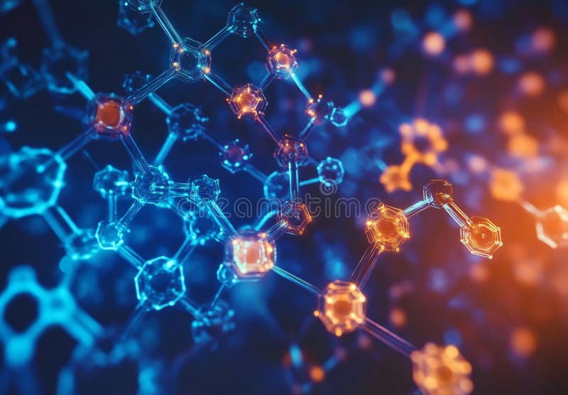 Abstract Molecular Structure- Blue and Orange High Quality Image Stock ...