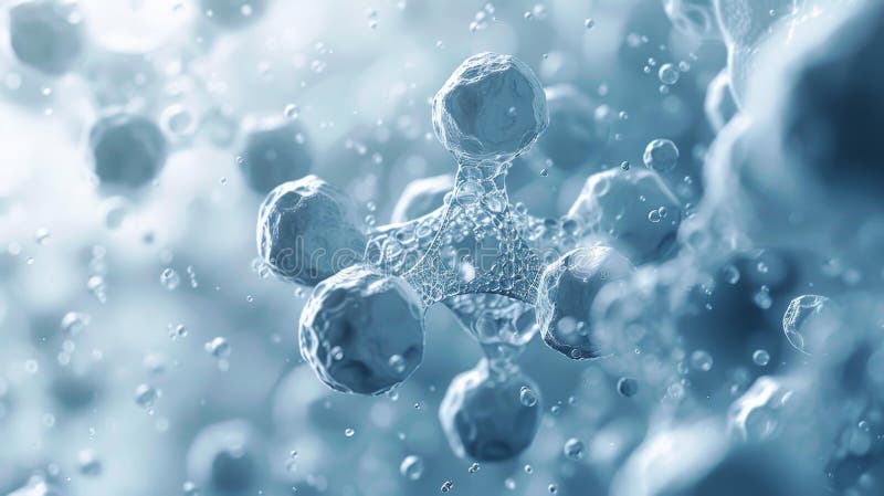Abstract Molecular Structure in Blue Tones - Generative Ai Stock ...