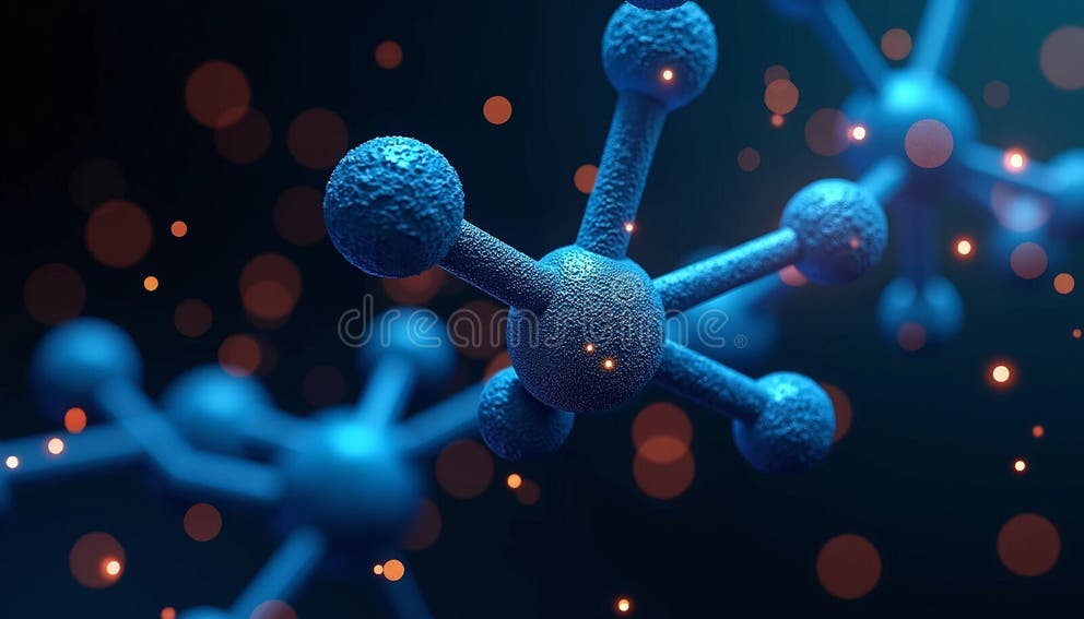 Molecular Structure Representation with Blue and Orange Atoms ...