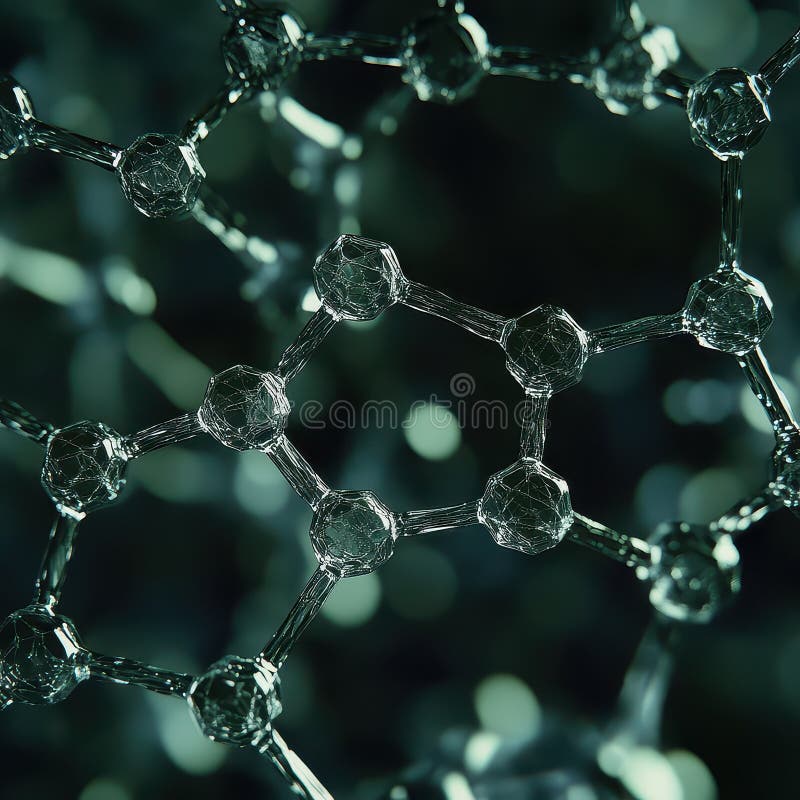 Abstract Molecular Structure with Green and Black Background Design ...