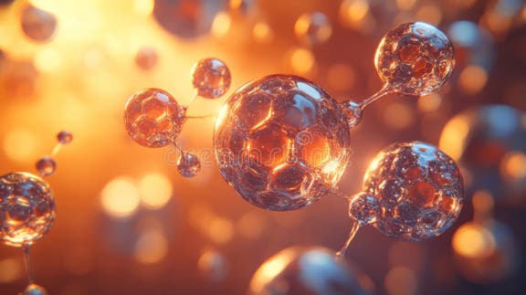 Abstract Molecular Structure Illuminated in Amber Light Stock ...