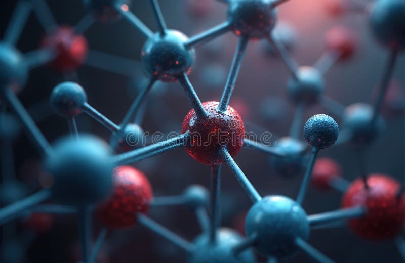 Abstract Molecular Structure with Interconnected Atoms. Features ...