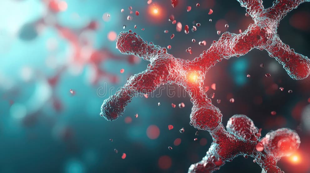 Abstract Molecular Structure with Interconnected Elements and Glowing ...