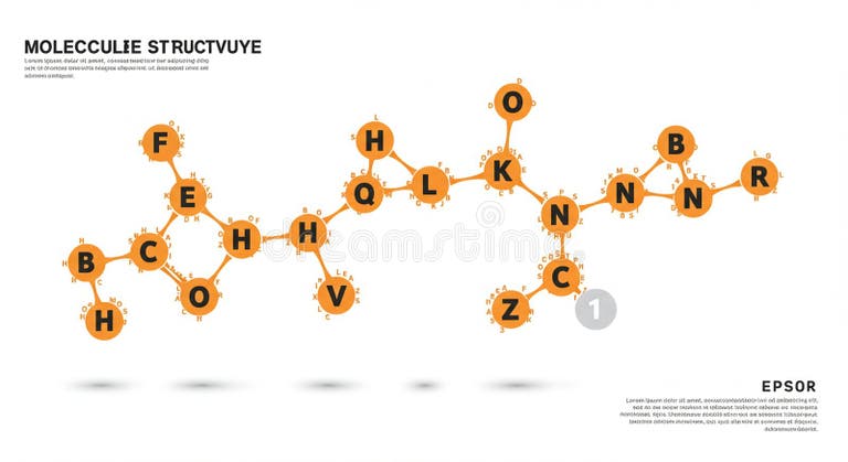 Abstract Molecular Structure with Interconnected Orange Circles, Each ...