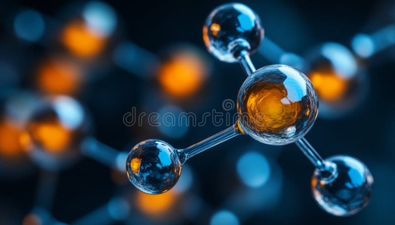 Abstract Molecular Structure Interplay of Orange and Blue Bokeh ...