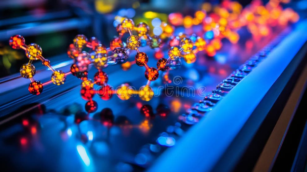 Abstract Molecular Structure Model in Vibrant Colors Stock Illustration ...