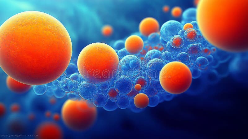 Abstract Molecular Structure with Orange and Blue Bokeh, Background for ...