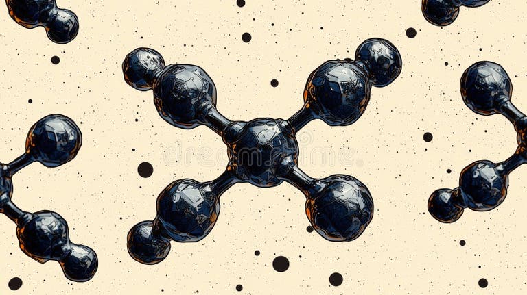 Abstract Molecular Structure Pattern with Black and Beige Background ...
