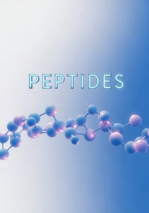 Abstract Molecular Structure of Peptides on Gradient Blue Background ...