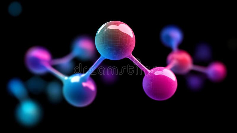 Abstract Molecular Structure with Pink and Blue Atoms Stock ...