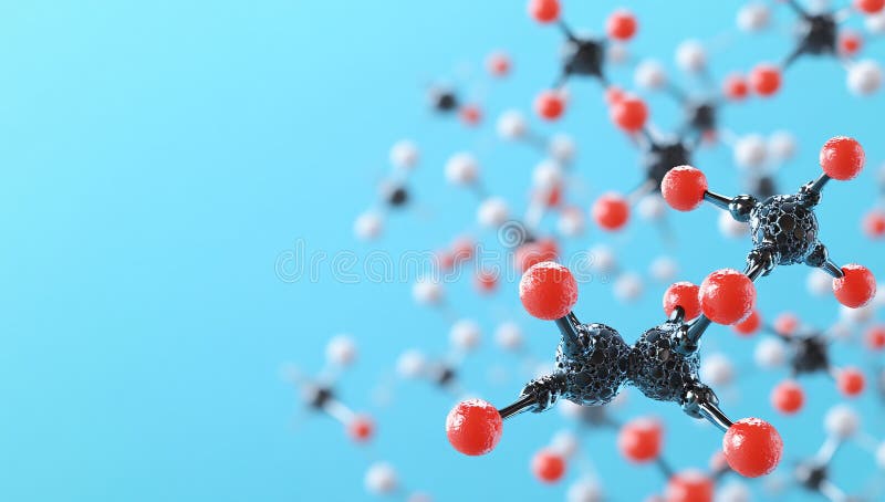 Abstract Molecular Structure, Red and Black Atoms High Quality Image ...