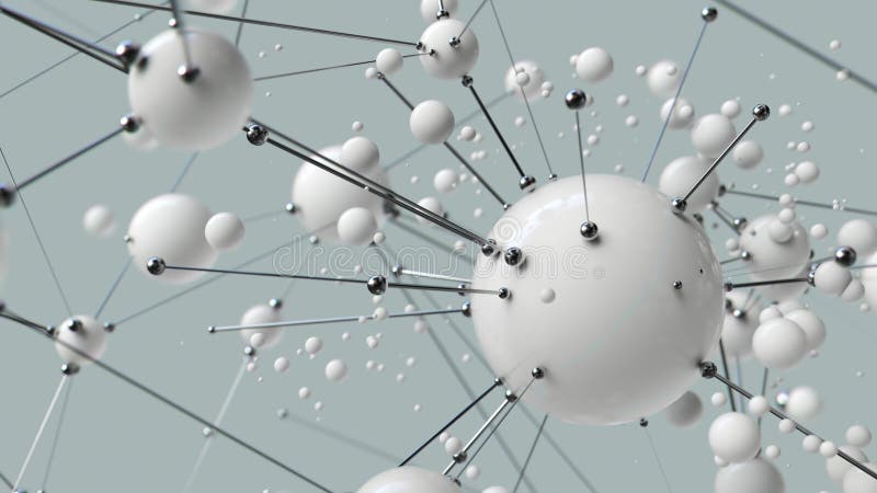 Abstract Molecular Structure: Spherical Particles and Metallic ...