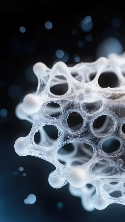 Abstract Molecular Structure with Transparent Network and Blue Bokeh ...