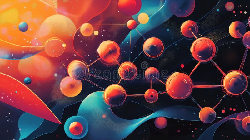 Abstract Molecular Structure with Vibrant Colors and Shapes Stock Photo ...