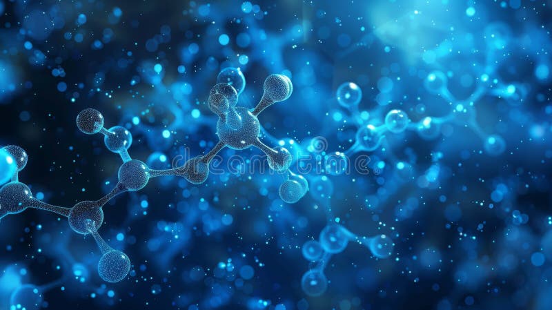 Abstract Molecular Structure Visualization in Shades of Blue Scientific ...