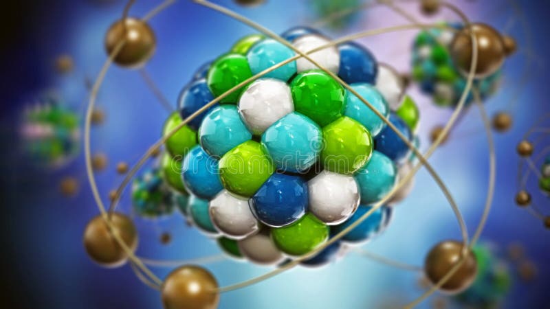Abstract Molecule Model Consisting of Colored Spheres. 3D Illustration ...