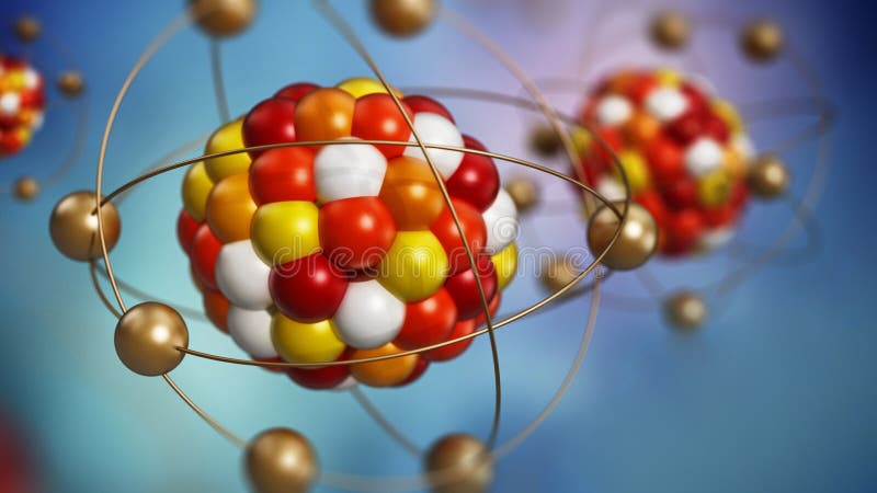 Abstract Molecule Model Consisting of Colored Spheres. 3D Illustration ...