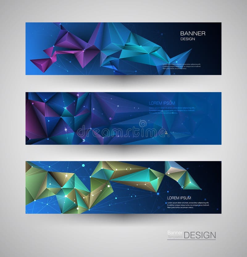 Abstract Molecules Banners Set with Circles,Lines,Geometric,Polygon ...