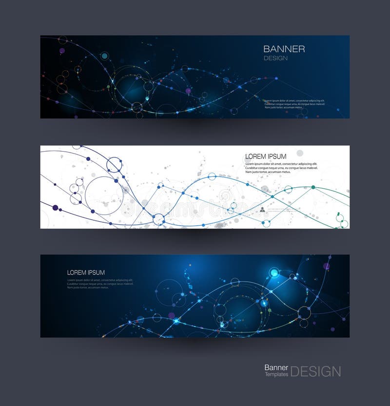 Abstract Molecules Banners Set.Futuristic Digital Science Technology ...