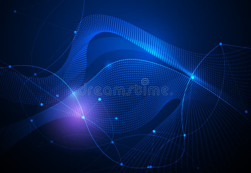 Abstract Molecules and 3D Mesh with Lines, Wavy Pattern Stock Vector ...