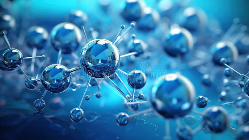 Abstract Molecules Design. Atoms. Molecular Structure with Blue ...