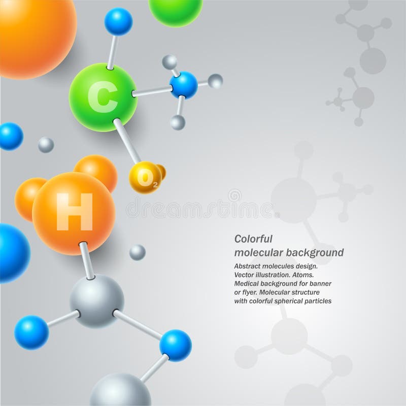 Abstract Molecules Design. Vector Illustration. Atoms. Medical ...