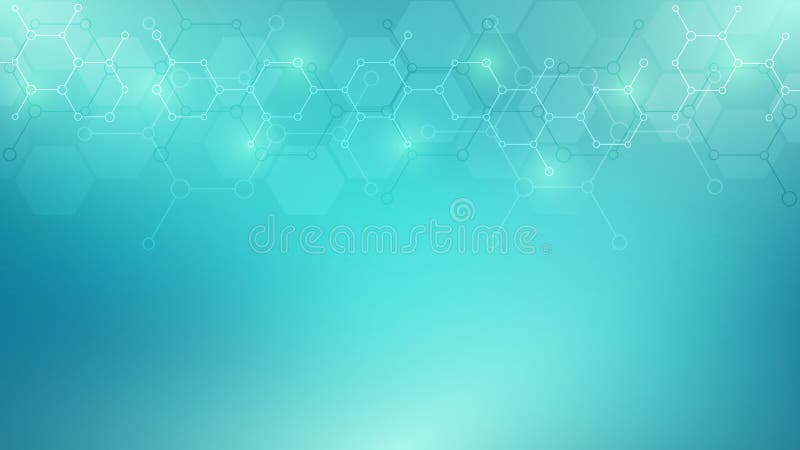 Abstract Molecules on Green Background. Molecular Structures or ...