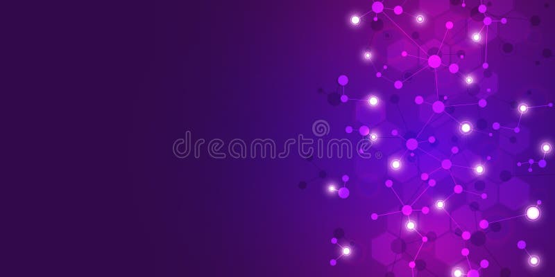Abstract Molecules on Purple Background. Molecular Structures or DNA ...