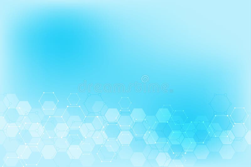 Abstract Molecules on Soft Blue Background. Molecular Structures or ...
