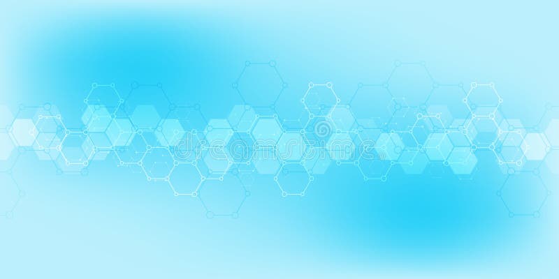 Abstract Molecules on Soft Blue Background. Molecular Structures or ...