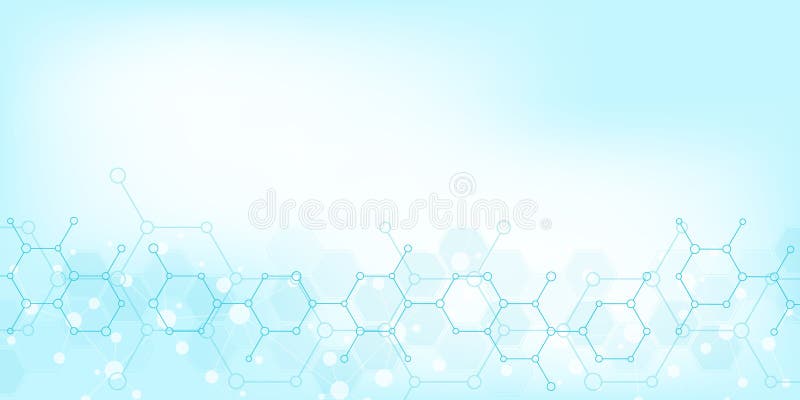 Abstract Molecules on Soft Blue Background. Molecular Structures or ...
